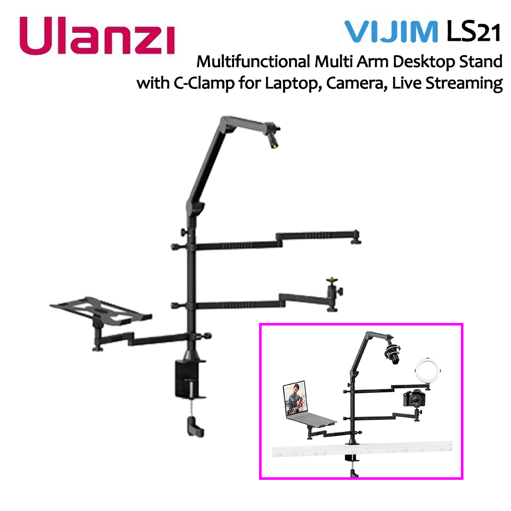 Ulanzi Vijim LS21 Multifunction Multi-Arm Desktop Stand with C-Clamp ...