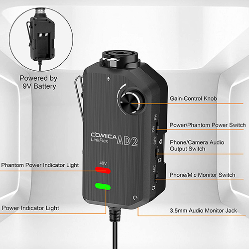 COMICA LinkFlex AD2 XLR/6.35mm to 3.5mm Audio Preamp Adapter/Interface - Matrix Camera | Toko ...
