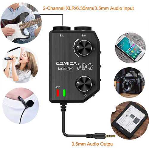 COMICA LinkFlex AD3 XLR 3.5m & 6.35mm to 3.5mm TRRS Audio Preamp Mixer - Matrix Camera | Toko ...