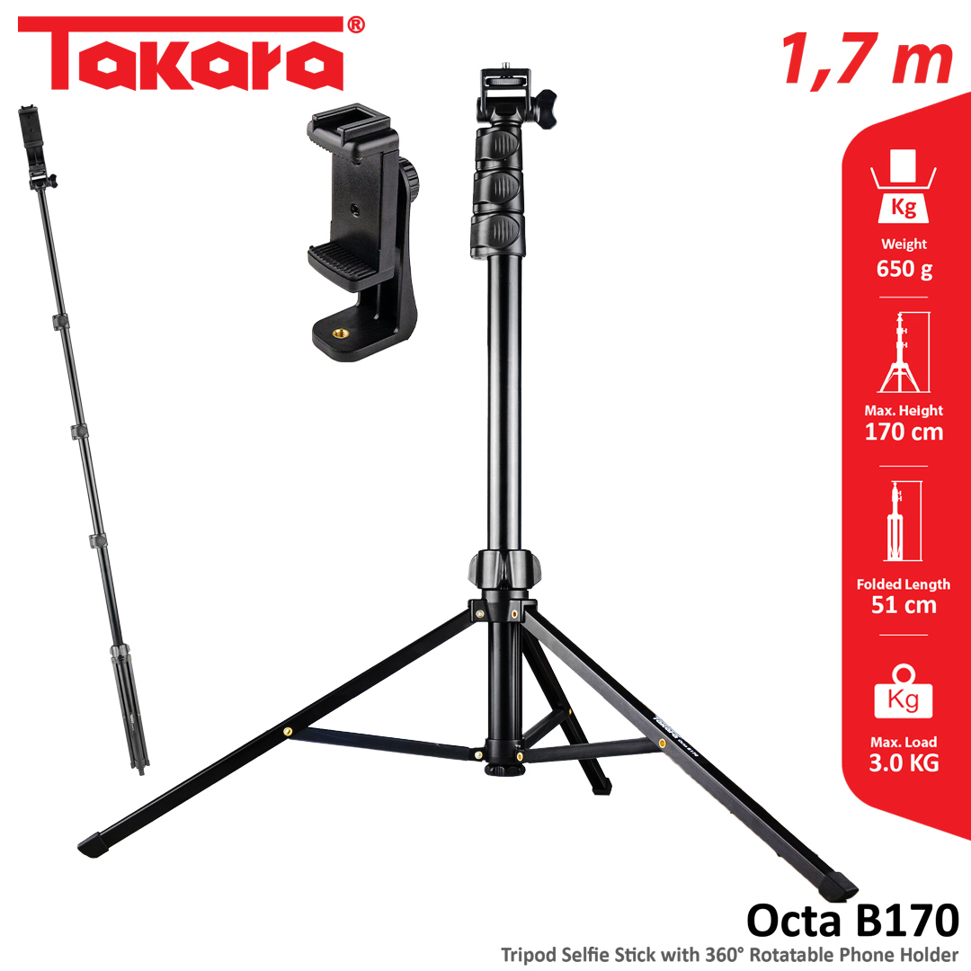 Takara OCTA B170 Multi Function Tripod Selfie Stick Light Stand - Matrix Camera | Toko Kamera ...